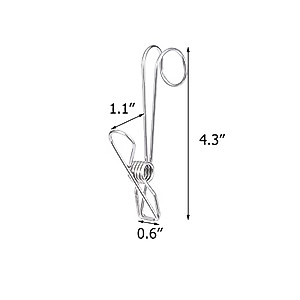 20 PCS Stainless Steel Clothespins with Hooks, Metal Long Tail Clip with Hooks,Hanging Universal Clips, for Offices, Kitchens and Bathrooms