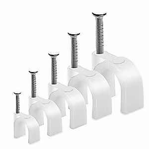 AGPTEK 500pcs Cable Clips with Steel Nails 4mm 5mm 6mm 8mm 10mm Cable Management for RG6, RG59, CAT6, RJ45 Cable Coax Cable, Ethernet Cable, TV Wire Cable, Telephone Cable, Led Starlight, Print Cable