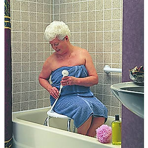 Carex Adjustable Bath and Shower Seat – Shower Stool - Aluminum Bath Seat - Shower Chair with Handle