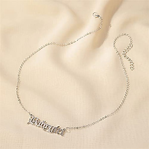 coadipress Old English Babygirl Necklace for Women Unique 18k Gold Silver Plated Adjustable Words Stainless Steel Clavicle Chain Necklaces Jewelry Birthday Gift (Silver)