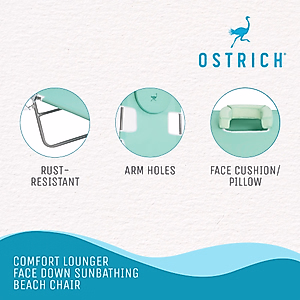 Ostrich Chaise Lounge Beach Chair for Adults with Face Hole - Versatile, Folding Lounger for Outside Pool, Sunbathing and Reading on Stomach - Deluxe, Foldable Laying Out Chair for Tanning