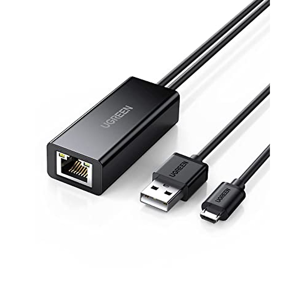 UGREEN Ethernet Adapter Compatible with Fire TV Stick 4K Max Lite Chromecast Google Home Mini and More Streaming TV Sticks Micro USB to RJ45 Ethernet Network Adapter with USB Power Supply 3.3ft Cable