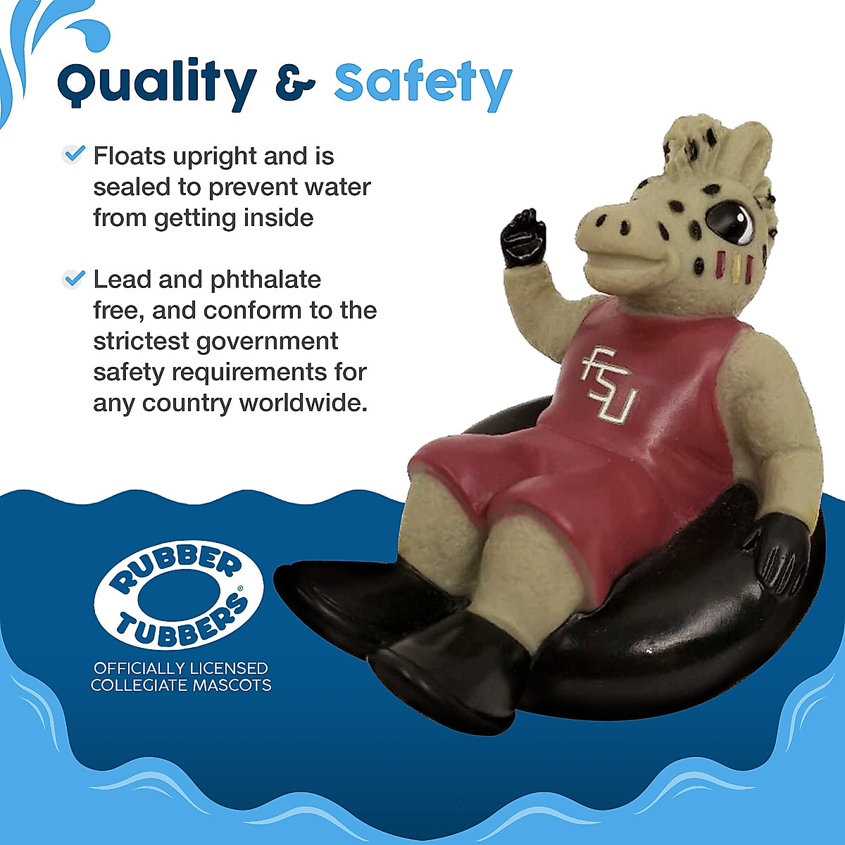Rubber Tubbers Florida State Seminoles (Cimarron) Collegiate Bathtub Toys - Officially Licensed NCAA Team Mascots, Authentic Sports Memorabilia, Novelty Rubber Ducks (Florida State University)