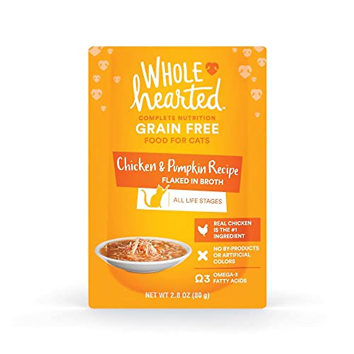 WholeHearted Grain Free Chicken & Pumpkin Recipe Flaked in Broth Wet Cat Food, 2.8 oz., Case of 12