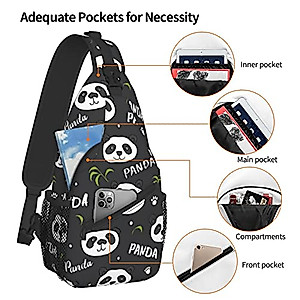 Panda Bear Annimal Crossbody Sling Bag With Adjustable Shoulder Strap Backpack For Hiking Travel Sport Climbing