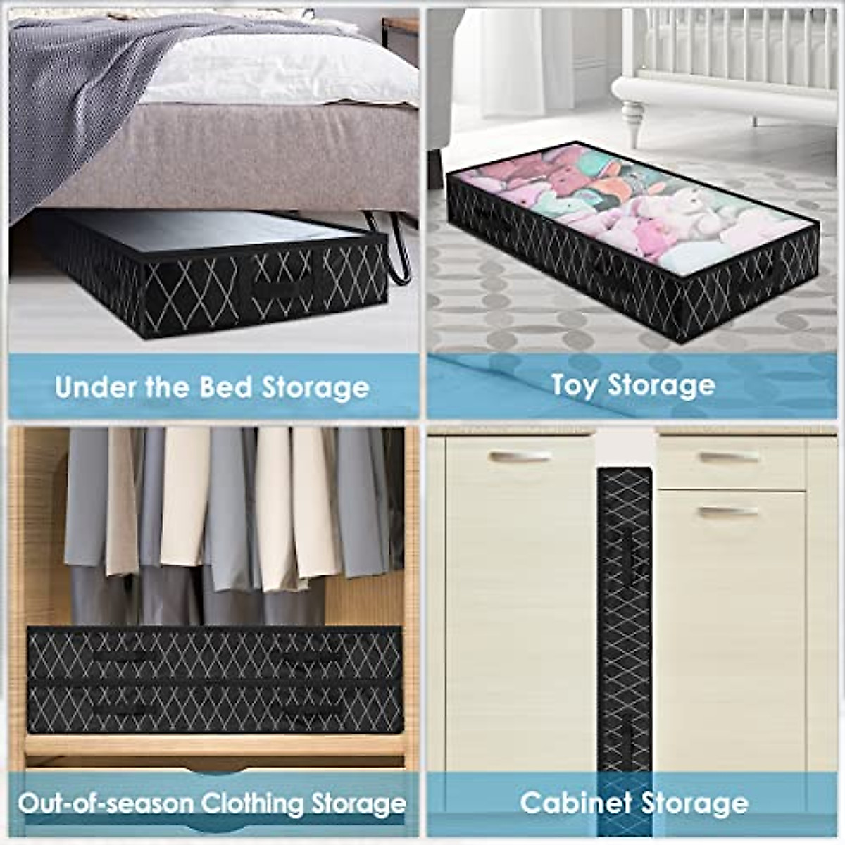 Under Bed Storage Bags Large Capacity Underbed Clothing Organizer with Clear Cover and Reinforced Handles Foldable Underbed Storage Bins Durable Organizer for Clothes Blankets Bedding