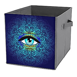 Cool Alien Psychedelic Eye Canvas Collapsible Storage Bins Cube Organizer Baskets with Handles for Home Office Car