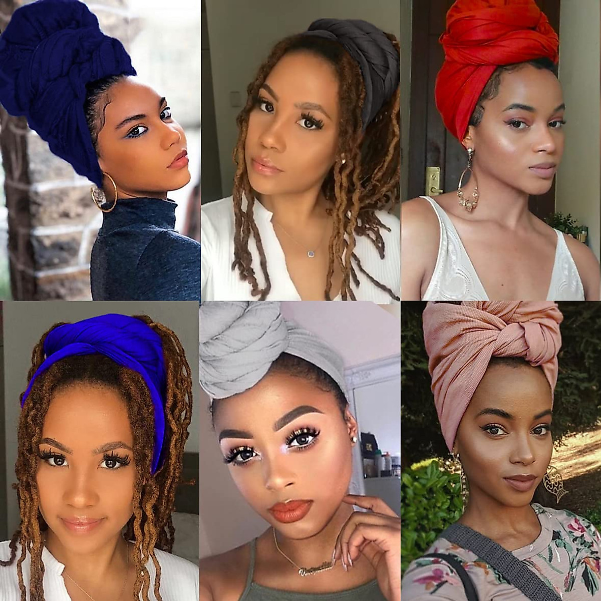 Kachanaa 4 Pieces Stretch Head Scarfs Headbands for Muslim Soft Breathable Head Wraps Turbans Long Hair Hijab Scarves for Women