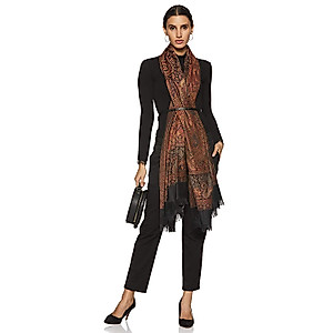 Weavers Villa Women's Pashmina Wool Blend Indian Handicraft Woven Shawls, Scarf, Wraps [Large Size: 40" X 80"]