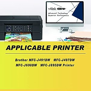 v4ink [New Chip] LC3013 Compatible Replacement for Brother 3013 LC3013 3011 LC3011 Ink for Brother MFC-J491DW MFC-J895DW MFC-J690DW MFC-J497DW Printer(2 Black / 2 Cyan / 2 Magenta / 2 Yellow, 8 Pack)