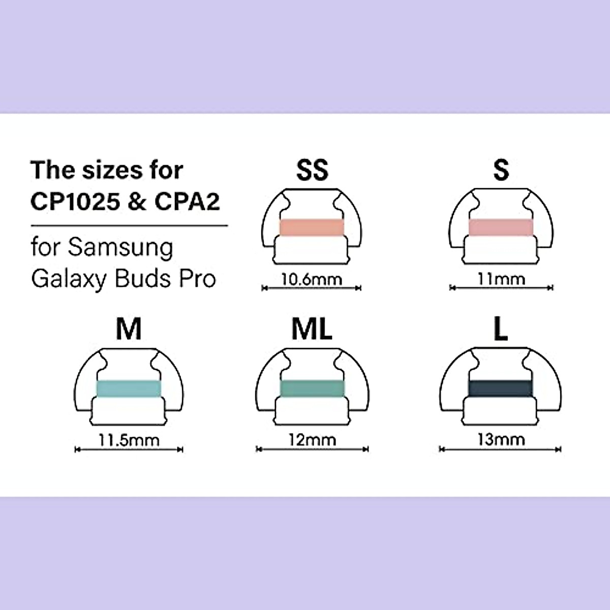 SpinFit CP1025 & CPA2 for Galaxy Buds Pro and Jabra 85T- M/S - Black - Medical Grade Silicone Patented Replacement Ear Tips and Adapters for Supreme Comfort and Sound Performance