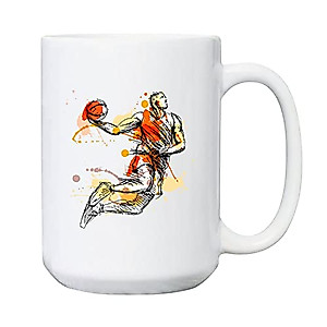 Basketball Player Coffee Cup For Basketball Player, Sport Player | Basketball Player Ceramic Mug Tea Cup | Basketball Player Mug For Men Women | Customize Basketball Mug White 11oz 15oz