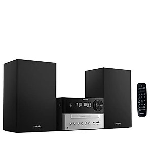 Philips Bluetooth Stereo System for Home with CD Player, MP3, USB, Audio in, FM Radio, Bass Reflex Speaker, 18W, Remote Control Included