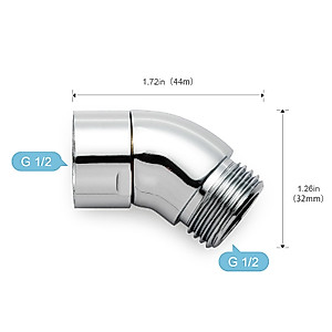 OFFO Shower Head Elbow Adapter, All Metal Handheld Shower Head Elbow Adapter Shower Arm Angle Adapter 135 Degrees, Chrome