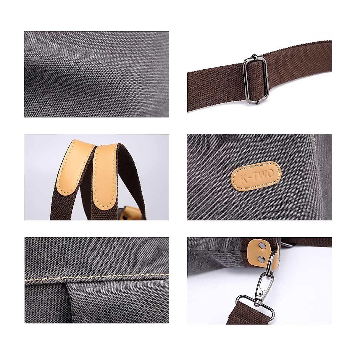 GJGJTER Women Soft Retro Casual All-match Tote Satchel Crossbody Hobo Messenger Canvas Shoulder Bag Clutches-Black