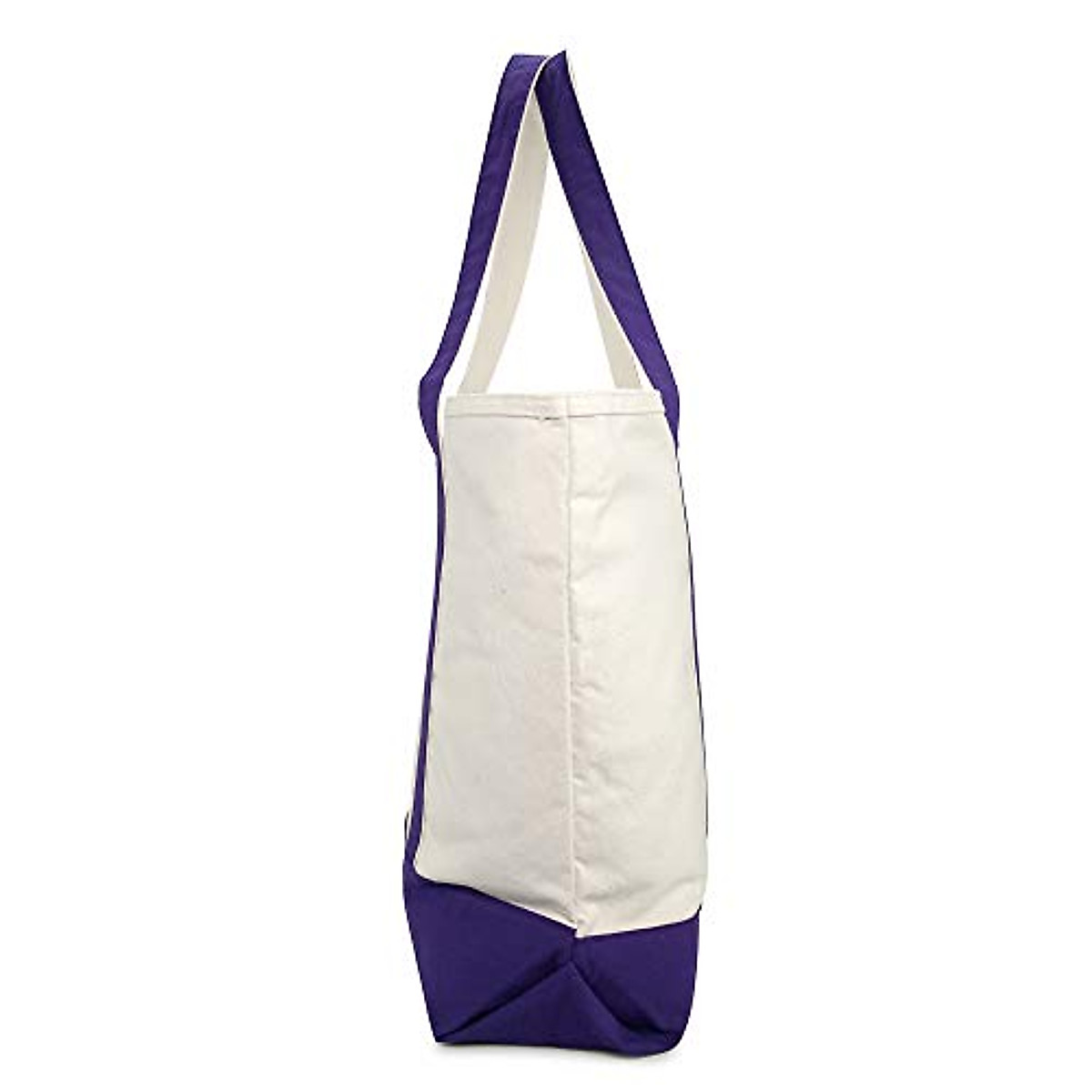 DALIX 22" Extra Large Cotton Canvas Zippered Shopping Tote Bag in Purple