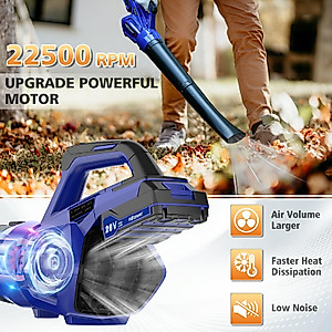 HBTower Leaf Blower Cordless, 400CFM 90MPH Handheld Electric Cordless Leaf Blower with 2x2.0AhBatteries and Charger, for Lawn Care, Yard, Grass, Patio, Blowing Leaves and Snow, ZP-0202