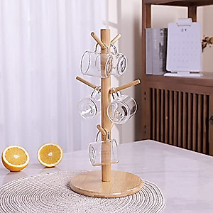 TREES & BREEZE Mug Holder, Coffee Cup Holder for Counter, Mug Tree, Wooden Mug Stand