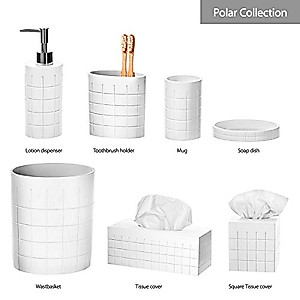 Creative Scents White Bathroom Trash Can - Waste Basket for Bathroom - Space Friendly Small Bathroom Garbage Can, Wastebasket Bin for Bathroom, Powder Room, Bedroom Or Living Room (Polar Collection)