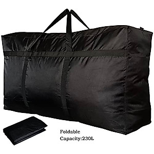YiKitHom Extra Large Storage Duffle Bag with Zippers and Handles, Heavy Duty Large Capacity Big Long Black Duffle Bag for Travel - 42x23x13.5 Inch