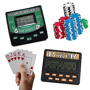 3 in 1 Gambling Handheld Video Game Pack - Solitaire Handheld Game - Blackjack Handheld Game - Poker Handheld Game