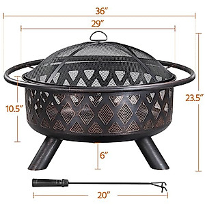 Yaheetech 36in Outdoor Fireplace Wood Burning Firepalce for Bonfire Patio Backyard