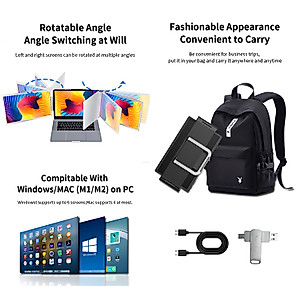 ZTGD Laptop Screen Extender,12'' Triple Portable Monitor Extender Workstation for 12-16" Laptop, FHD 1920 * 1080P IPS Dual Display with only 1 USB C Cable Connection to Windows/Mac