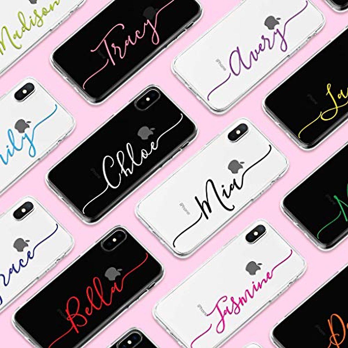 Case Charming Clear Case Personalized Name for iPhone 14 Pro Max 13 mini 12 11 XS XR X 10S 10R 10 8 Plus 7 SE Custom Handwriting Style Slim Flexible Soft Tpu Cover