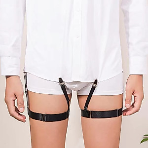 Bexicsea Mens Shirt Stays for Shirt Tuckers,Adjustable Elastic Shirt Garters,Shirts Suspenders,Shirt Holder,Shirt Clips With Non-slip Locking Clamps for Police Military