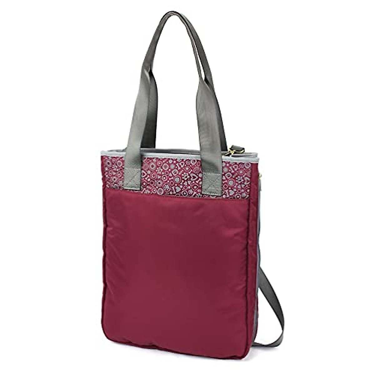 Chala Group Handbags Paw Print CV Venture Zip Around Tote Shoulder Bag - Dog Mom Dog Lover, Burgundy