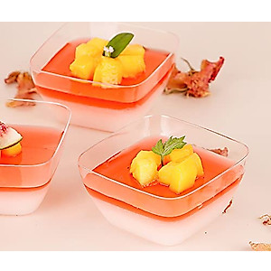 Kingrol 100 Ct Mini Dessert Cups with Spoons, 2 Ounce Appetizer Cups, Disposable Clear Bowls for Mousse, Puddings, Entrees, Sundaes - Perfect for Parties and Special Occasions