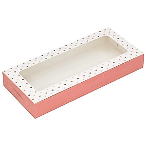 MAKOLO 20 Pack Bakery Boxes with Window Small 9.5x4.3x1.4 inch for Sugar Cookie, Chocolate Covered Strawberry, Cake, Candy, Tart, Pie (Two-Tone Pink)