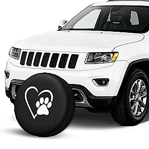 Love Heart Bear's Paw Fashion Graphic Print Spare Tire Cover Wheel Protector Waterproof Dustproof Uv Resistant for Jeep, Camping Travel Trailer, Rv, SUV and Many Vehicle Universal 17 Inch