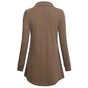Timeson Fall Long Sleeve Tunic Tops for Women,Women Tunic Sweaters Winter Maternity Leggings Shirts Ladies Warm Fall Tops Zipper Flannel Shirt Casual Work Long Cotton Dressy Swing Christmas Blouses