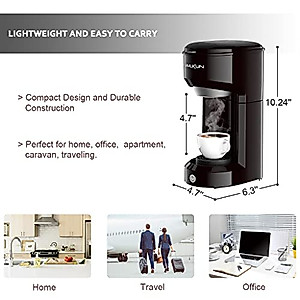 Vimukun Single Serve Coffee Maker Coffee Brewer Compatible with K-Cup Single Cup Capsule with 6 to 14oz Reservoir, Small Size (Black)