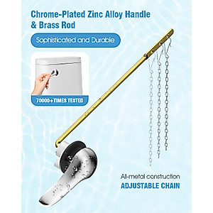 BUT TO Zinc Alloy Universal Toilet Handle Replacement Kit - Front Mount Toilet Tank Flush Handle with Stainless Steel Flapper Chain - Easy Install Toilet Handle Lever for Reliable Performance