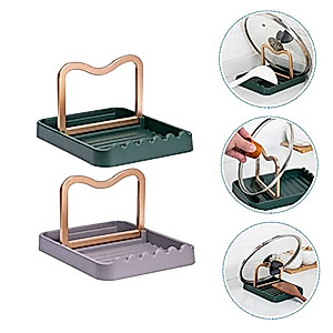 Angoily 2pcs Collapsible Shelf Pan Lid Holder Spoon Rest Holder Spoon Rest Kitchen Counter Pan Lid Rack Pot Lid Organizer Silicone Spoons Spatula Holder Plastic Kitchen Rack Storage
