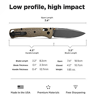 Benchmade - Bugout 535 EDC Knife with Ranger Green Grivory Handle (535GRY-1)