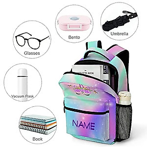 Mrokouay Custom Kid's Backpack Unicorn Galaxy Personalized Backpack Add Your Name Customization Backpack for Boys Girls Student