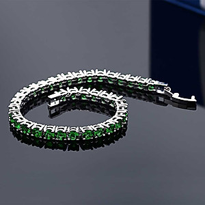 Gem Stone King 10.00 Ct Round Green Color Cubic Zirconia CZ Tennis Bracelet for Women 7 Inch