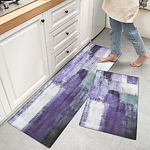 Purple Kitchen Rug, Purple Abstract Art Kitchen Rugs, Kitchen Mats for Floor, Kitchen Organization Non-Slip Kitchen Mat, Anti-Fatigue Mat Home Decor Kitchen Floor Mats, Purple Kitchen Decor Runner Rug
