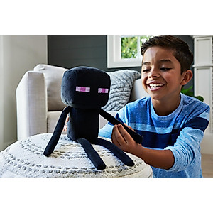 Mattel Minecraft Basic 8-inch Plush Enderman Figure, Soft Doll Inspired by Video Game Character, Collectible Toy
