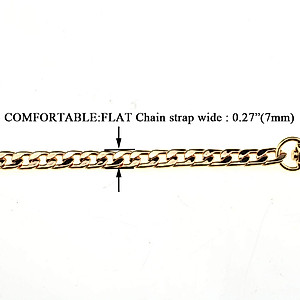HAHIYO Mini Pochette Purse Chain Strap Slim Wide 7mm for LV Length 23.6 inches Extra Thick 2.6mm Shiny Gold for Shoulder Cross Body Sling Handbag Wallet Clutch Comfortable Flat Metal Strap 1 Pack
