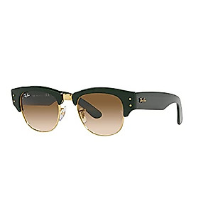 Ray-Ban Unisex Sunglasses Green On Gold Frame, Light Brown Lenses, 53MM