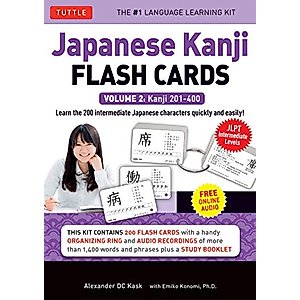 Japanese Kanji Flash Cards Kit Volume 2: Kanji 201-400: JLPT Intermediate Level: Learn 200 Japanese Characters with Native Speaker Online Audio, Sample Sentences & Compound Words