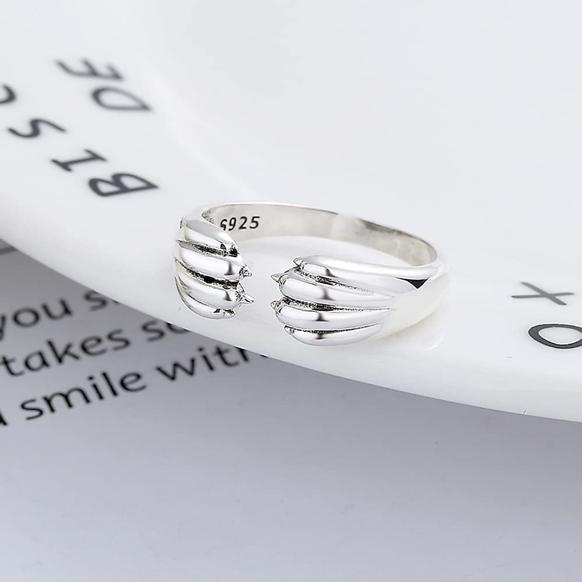 Cat Paw Hug Love 925 Sterling Silver Open Adjustable Statement Finger Rings for Women Cute Dainty Dog Claw Puppy Pet Lovers Animal Band Ring Fashion Jewelry Gifts Family Daughter Birthday Bff