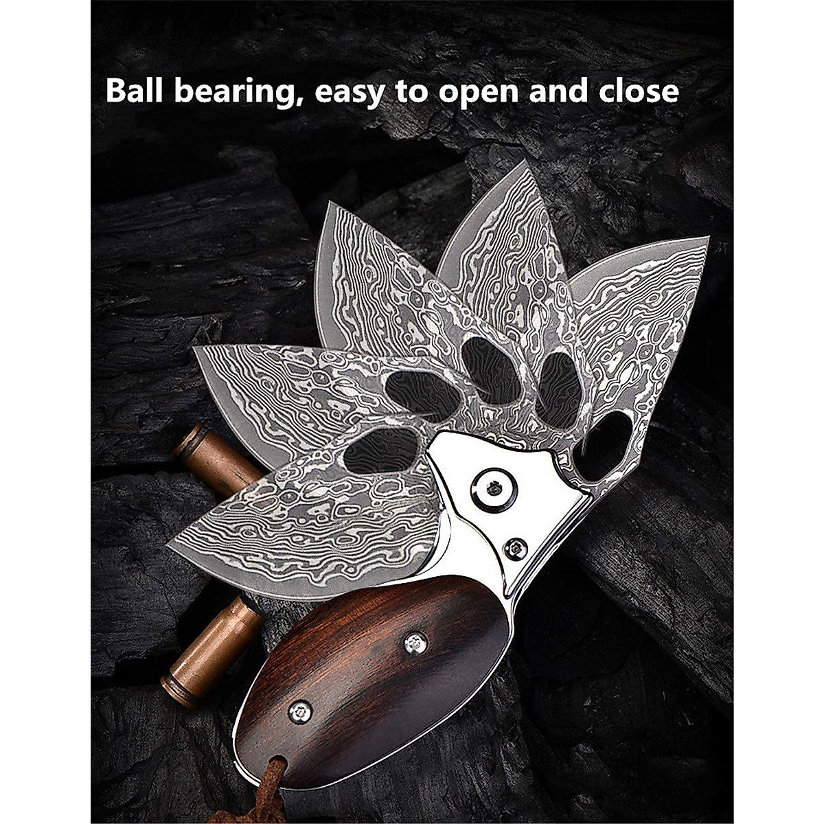 KUNSON Small Folding Knife Pocket Knife Redwood Handle VG10 Damascus Steel Sharp Blade - Pocket Knife for Men - Best Partner for Camping Hunting Fishing - EDC and Outdoor Gear