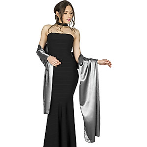 BlackButterfly Satin Shawl Bridesmaid Wedding Wrap Scarf (Silver)