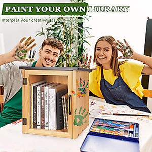 Exttlliy Outdoor Library Outdoor Book Box Storage Small Wooden Cabinet Little Literature Box for Neighborhoods Community and Schools Sharing Books, Flyers, Newspapers, Food and Art (A)