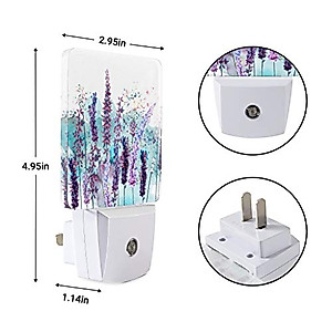 LED Night Light 2 Pack, Decorative Plug-in Lights by Night with Smart Auto Dusk to Dawn Sensor Cute Nightlights for Bedroom, Kitchen, Kids Room Nursery, Hollway, Stairway, Bathroom (Lavender)